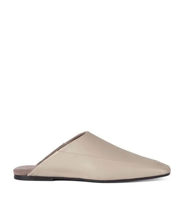 Brunello Cucinelli Leather Mules - Grey