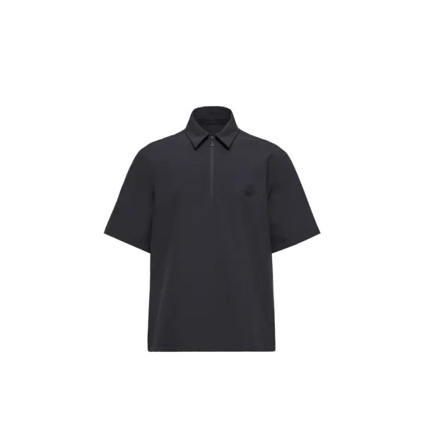 Moncler Logo Short Sleeve Half-zip Shirt - Black