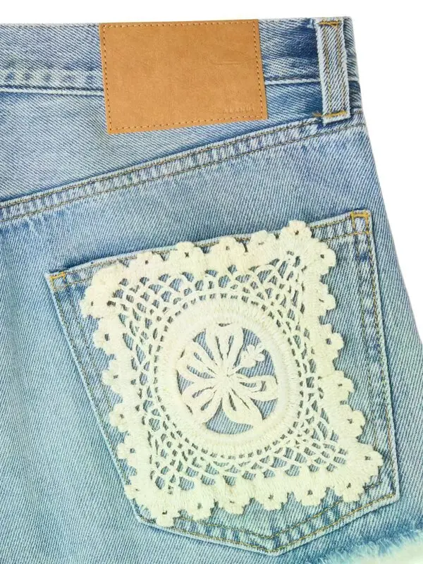 Alanui Denim Shorts With Crochet Detail