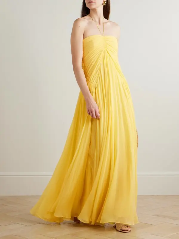 Cult Gaia Ritz Silk-chiffon Maxi Dress - Yellow