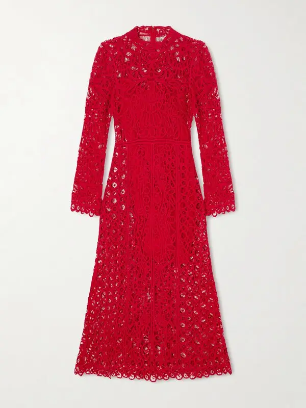 Sea Adelina Guipure Lace Maxi Dress - Red