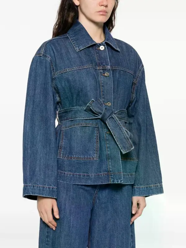 P.a.r.o.s.h Belted Denim Jacket - Blue