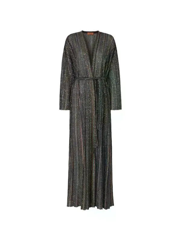 Missoni Belted Striped Cardigan Coat - Black