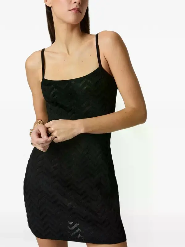 Missoni Chevron Pattern Square Neck Mini Dress - Black