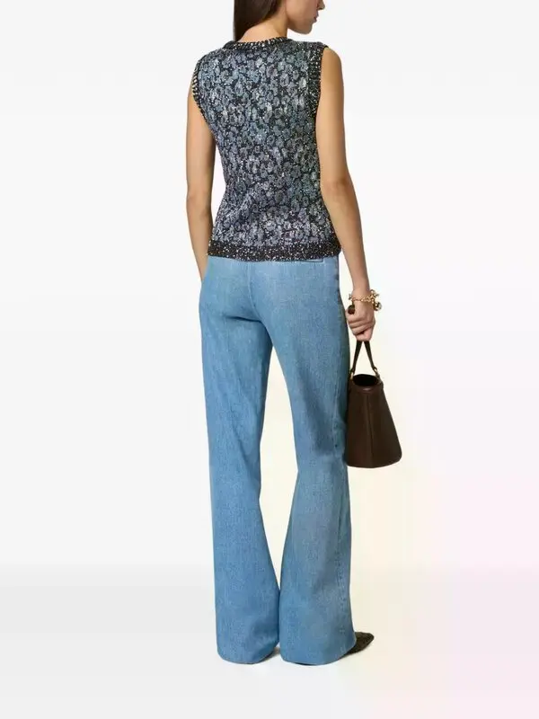 Missoni Sleeveless Animal-jacquard Sequin Embellished Top