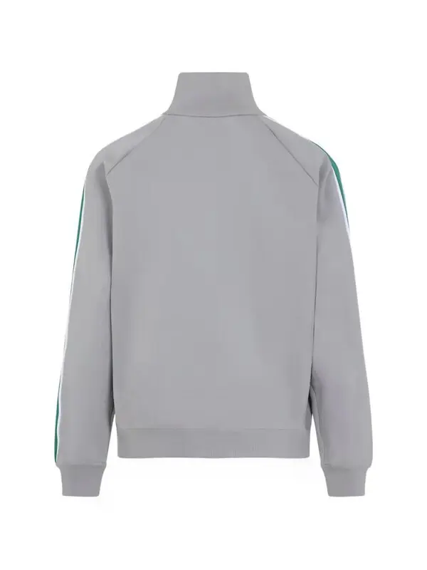 Miu Miu Funnel Neck Zip-up Sweatshirt With Striped Sleeves