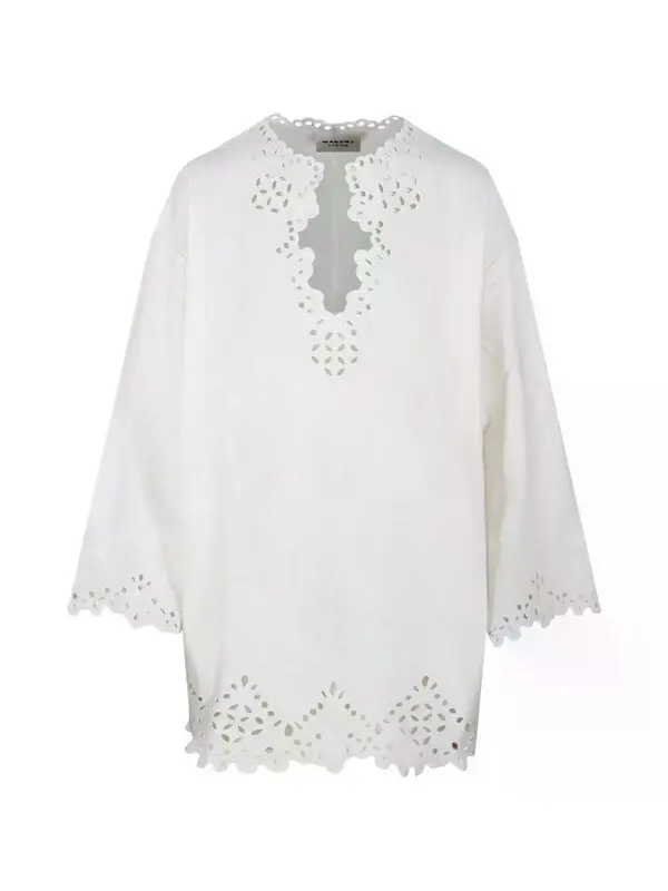 MARANT ETOILE Shana V-neck Top With Scalloped Design - Neutrals