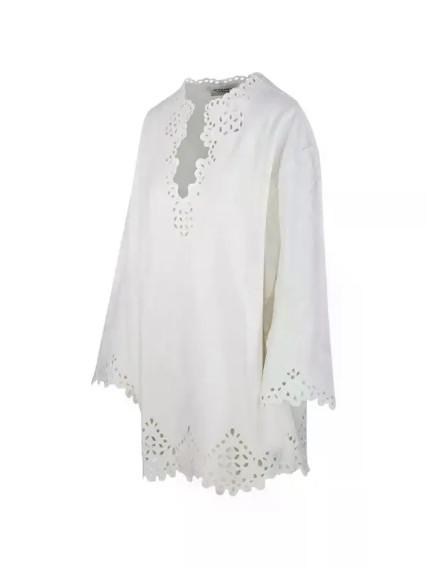 MARANT ETOILE Shana V-neck Top With Scalloped Design - Neutrals