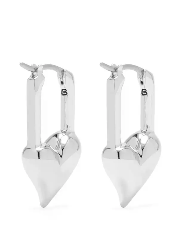 Jenny Bird Heart Hoop Earrings - Silver