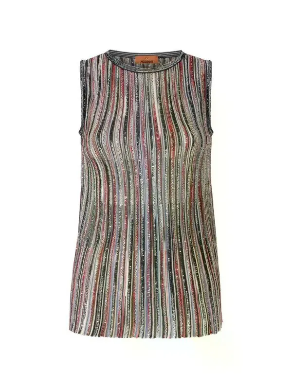Missoni Striped Sequin-embellished Sleeveless Top
