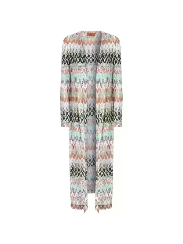 Missoni Zigzag Pattern Long Sleeve Coat - Neutrals