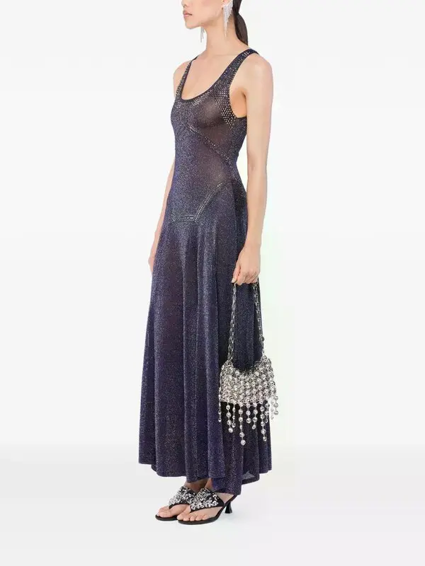 Rabanne Flared Hotfix Knit Maxi Dress