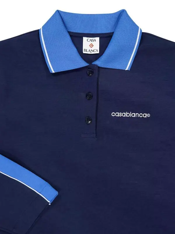 Casablanca Logo Detail Long Sleeve Polo Shirt