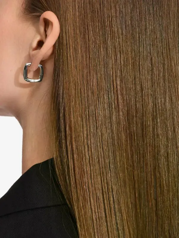 Tom Wood Metal Square Frame Hoop Earrings - Silver