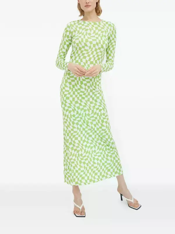 RÉSUMÉ Open-back Checked Midi Dress