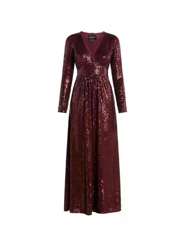 NEEDLE & THREAD Chelsea Sequin V-neck Midi Dress - Red