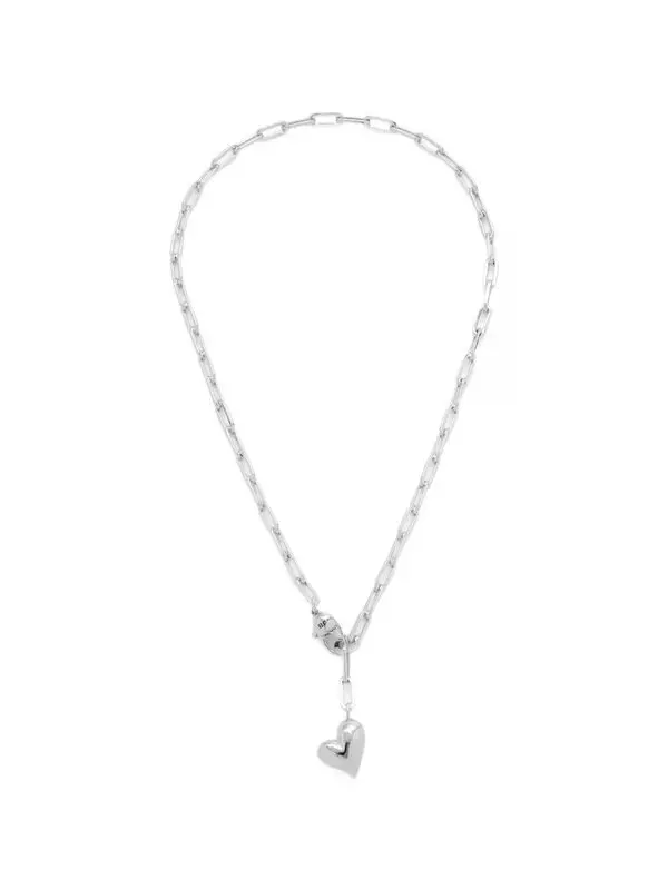 Jenny Bird Tone Heart Pendant Chain Necklace - Silver