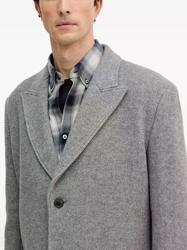 TRUSSARDI Herringbone Pattern Single-breasted Coat