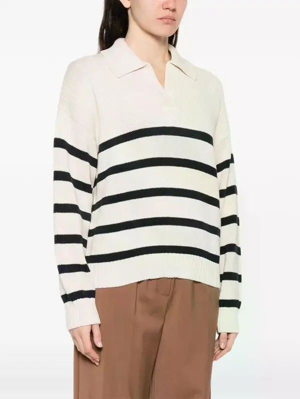 Max Mara Striped Polo Neck Sweater
