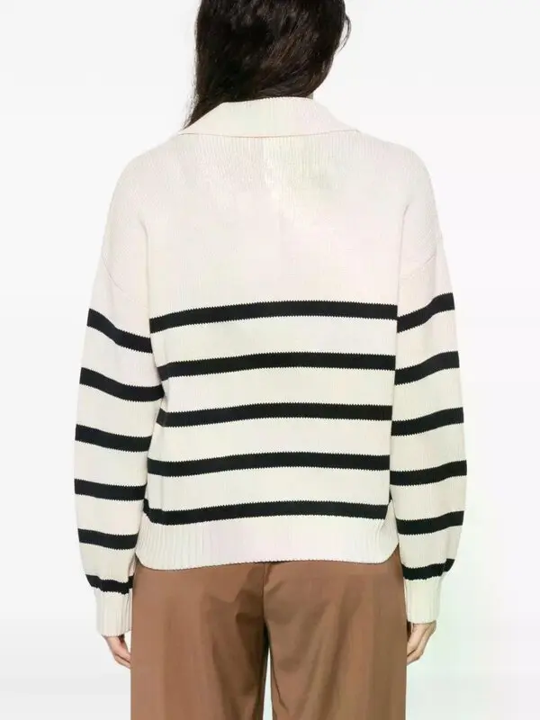 Max Mara Striped Polo Neck Sweater