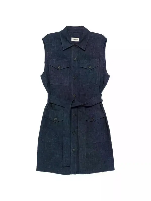 P.a.r.o.s.h Sleeveless Belted Mini Dress - Blue