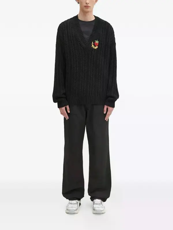 SKY HIGH FARM WORKWEAR Embroidered V-neck Sweater