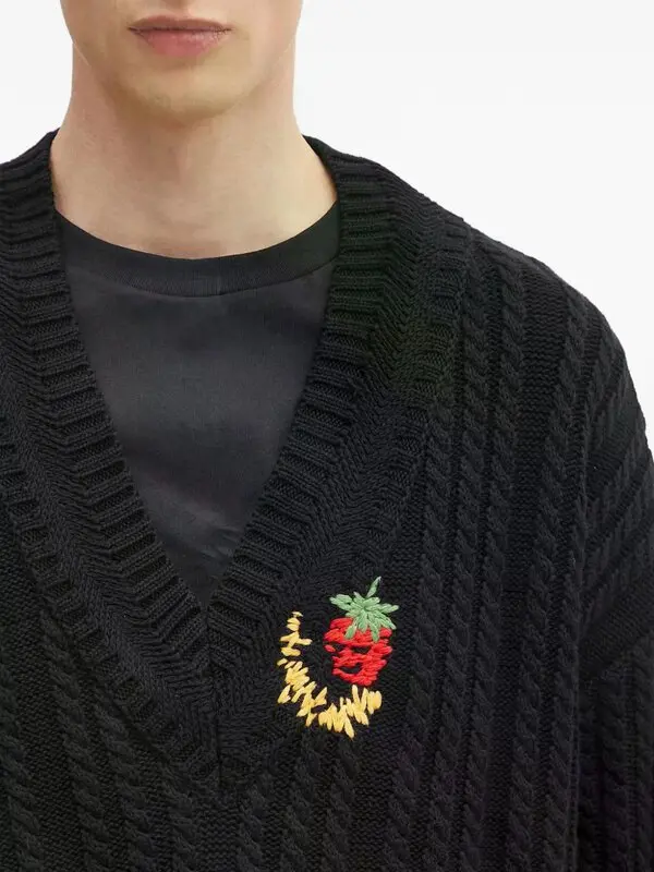 SKY HIGH FARM WORKWEAR Embroidered V-neck Sweater