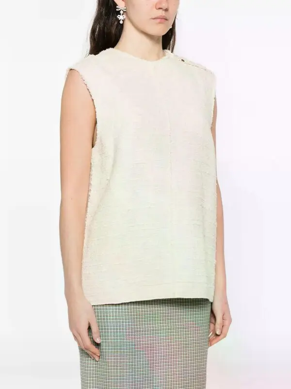 N°21 Sleeveless Blouse With Raw-edge Trim - Neutrals