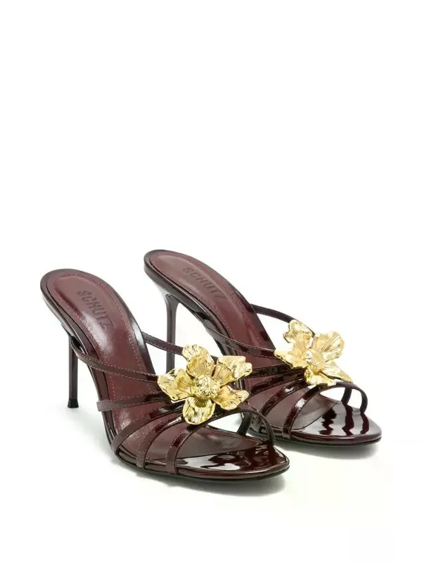 Schutz Floral Detail Stiletto Sandals - Brown