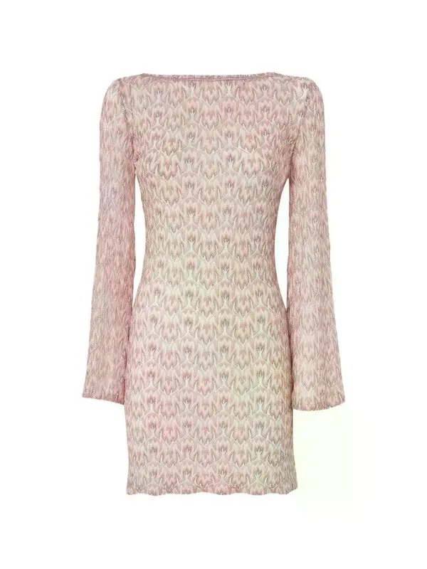 Missoni Long-sleeve Pattern Mini Beach Dress - Pink