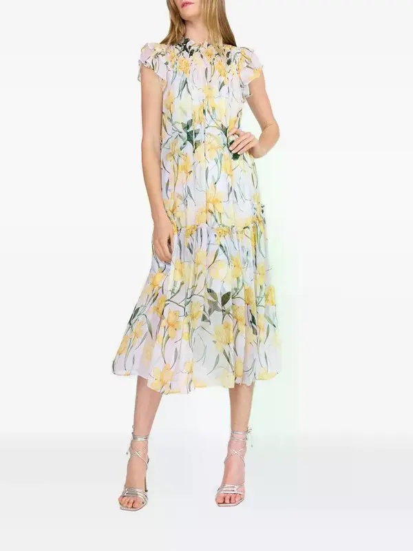 CHRISTY LYNN Vera Ruffled Floral Midi Dress - White