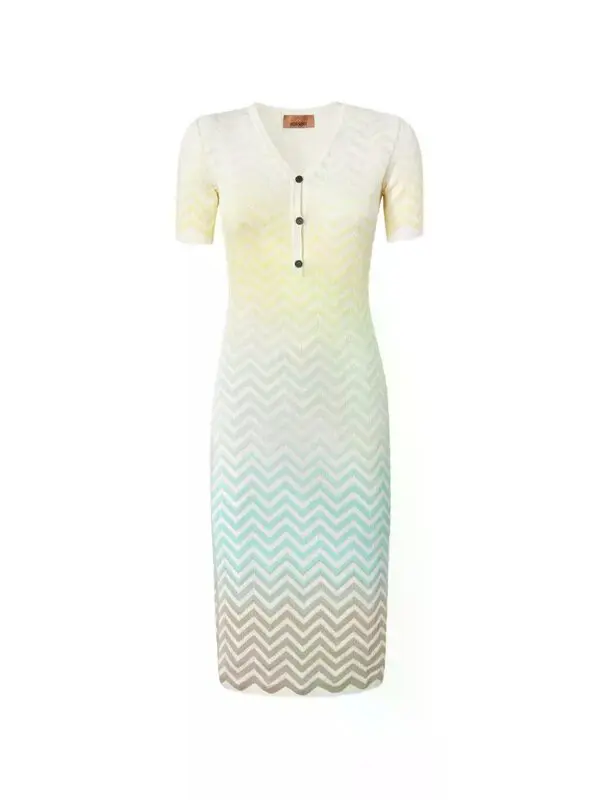 Missoni Chevron Pattern V-neck Midi Dress