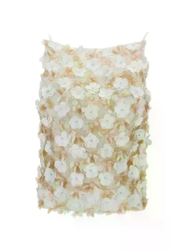 P.a.r.o.s.h Sleeveless Floral Appliqué Top - White