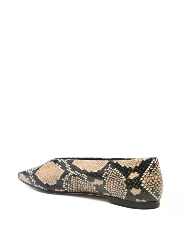 AeydĒ Betty Snakeskin Effect Leather Flat Pumps