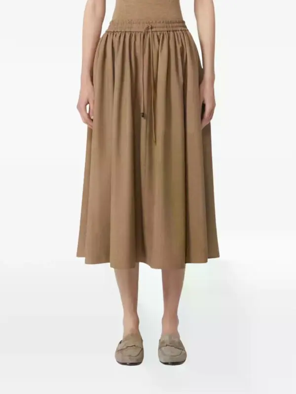 Max Mara Drawstring Elasticated A-line Midi Skirt