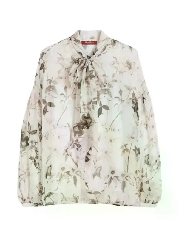 Max Mara Floral Bow Blouse - Neutrals
