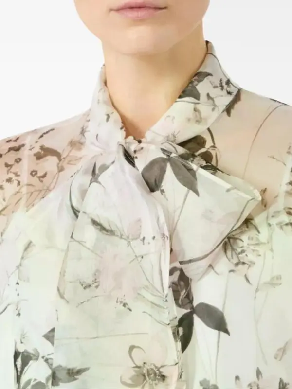 Max Mara Floral Bow Blouse