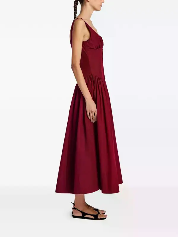 Proenza Schouler White Label Sleeveless Square Neck Gathered Midi Dress - Red
