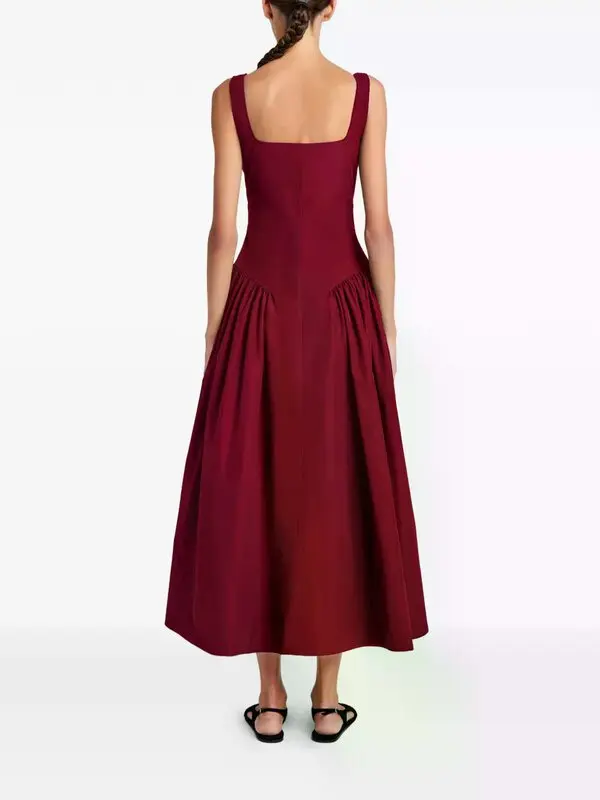 Proenza Schouler White Label Sleeveless Square Neck Gathered Midi Dress - Red
