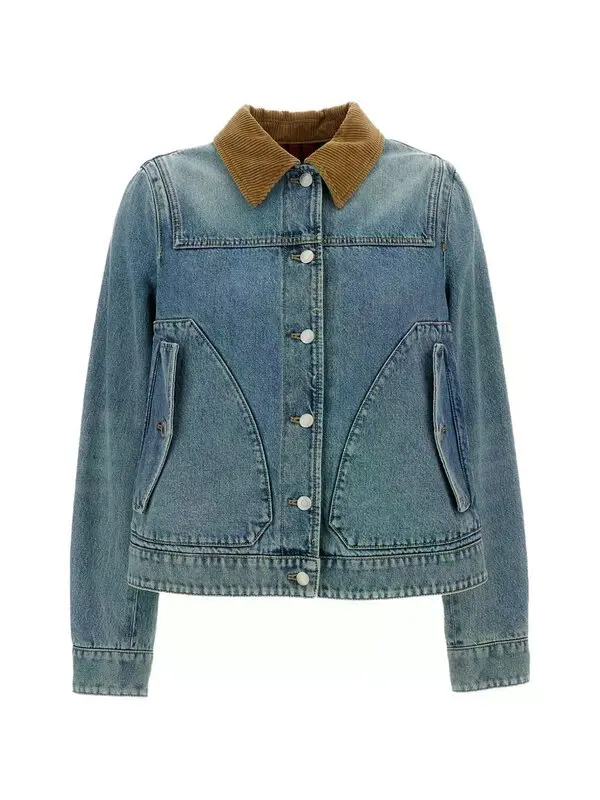 Alexander McQueen Corduroy Collar Denim Jacket - Blue