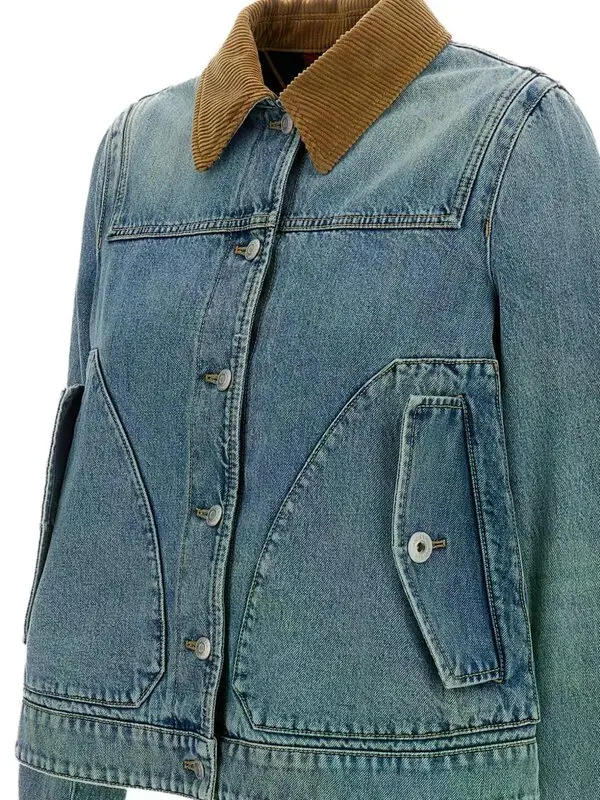 Alexander McQueen Corduroy Collar Denim Jacket - Blue