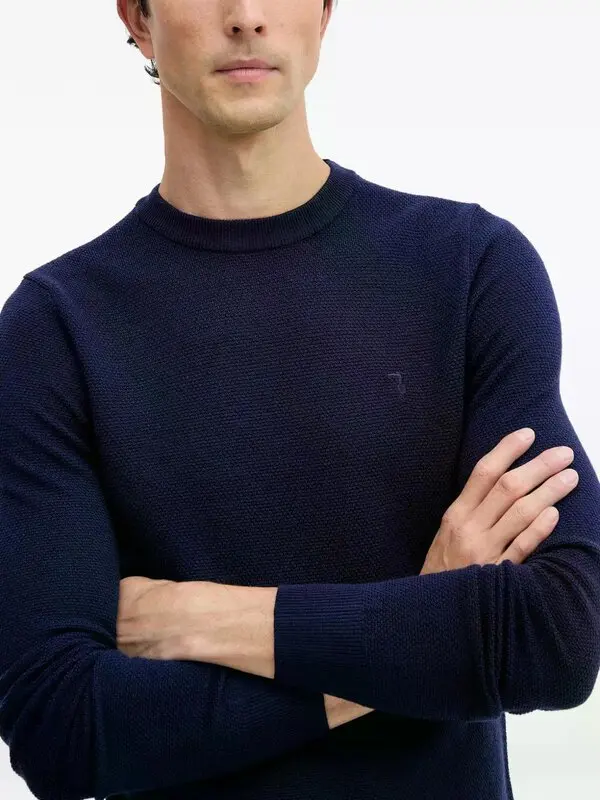 TRUSSARDI Textured Logo Crew Neck Sweater