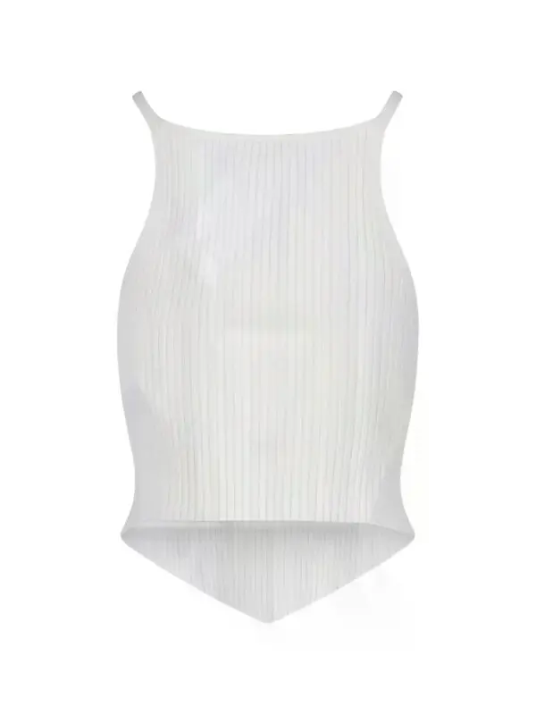 COURREGES Ribbed Knit Top - White