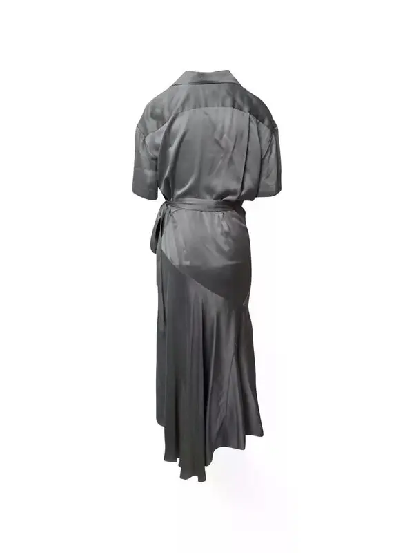 Burberry Pale Silk Satin Wrap Asymmetrical Dress
