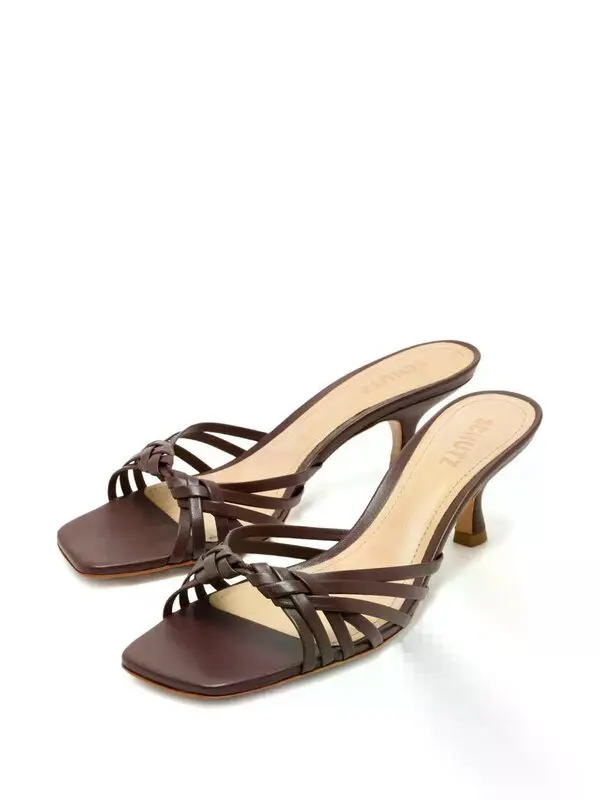Schutz Woven Strap Square Toe Heeled Sandals - Brown