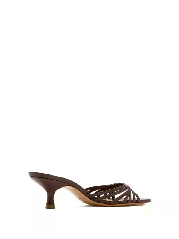 Schutz Woven Strap Square Toe Heeled Sandals