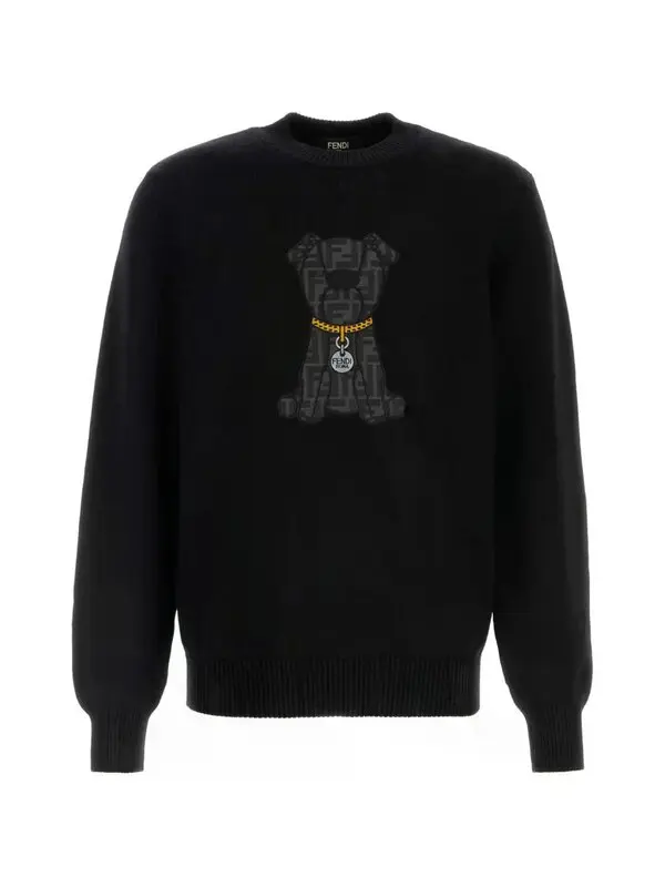 Fendi Dog Motif Jacquard Knit Jumper
