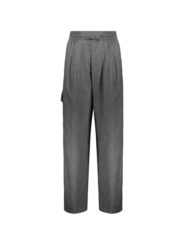YVES SALOMON Pleated Wide-leg Trousers - Grey