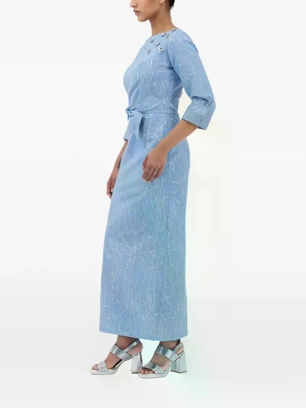 BARUNI Embellished Belted Midi Dress