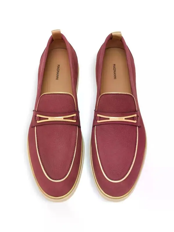 Magnanni Bar Detail Loafers - Red